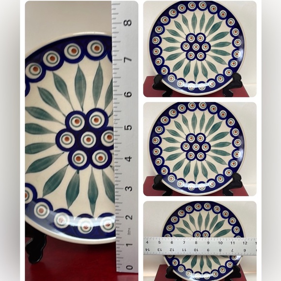 Boleslawiec | Dining | Polish Pottery Plate Set Four 7 Plates Peacock ...